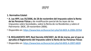 Tema 3 del Impuesto sobre la renta de las personas fisicas | PPTX