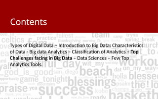 Classification of Big Data Analytics and Its Challenges | PPTX