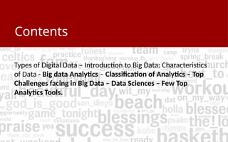 Classification of Big Data Analytics and Its Challenges | PPTX