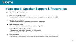 Forth Roadmap Conference: Call for Proposals Info Session | PDF