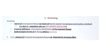 screening tests, epidemiology, screening test vs diagnostic test. | PPTX
