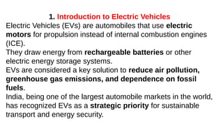 Introduction to electric vehicles and its importances | PPTX
