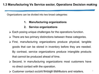 1.3 Manufacturing Vs Service sector, Operations Decision making.pptx