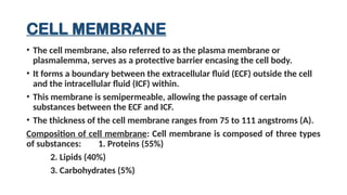 1. CELL PHYSIOLOGY INCLUDING TRANSPORTATION ACROSS CELL MEMBRANE ...