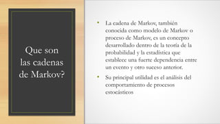 1. Cadena de Markov, investigacion de operaciones 2 | PDF