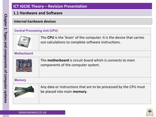 Comprehensive ICT IGCSE Revision on Hardware and Software Components | PDF
