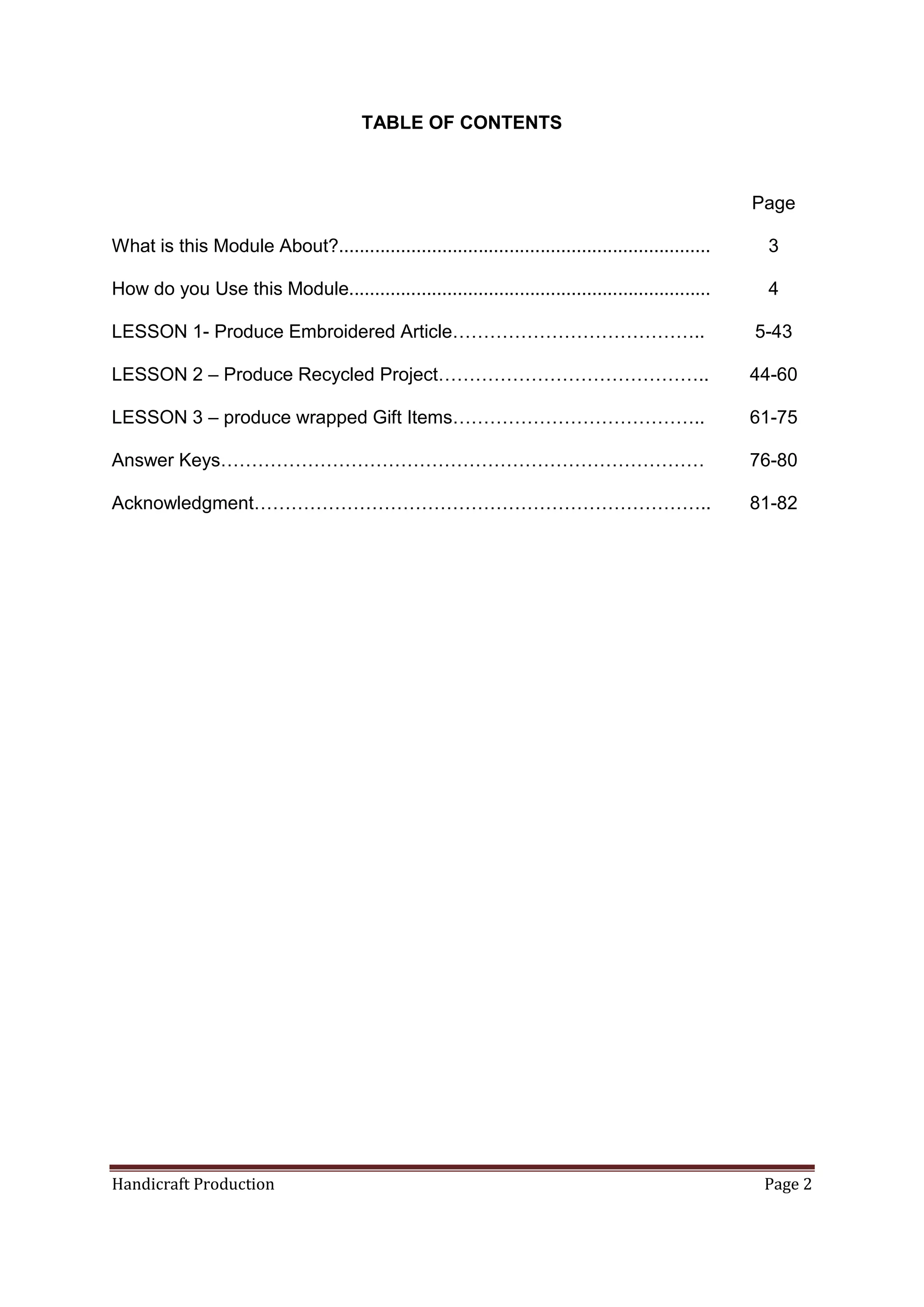 K-12 Module in T.L.E. Grade 8 Second Grading (Handicrafts) | PDF