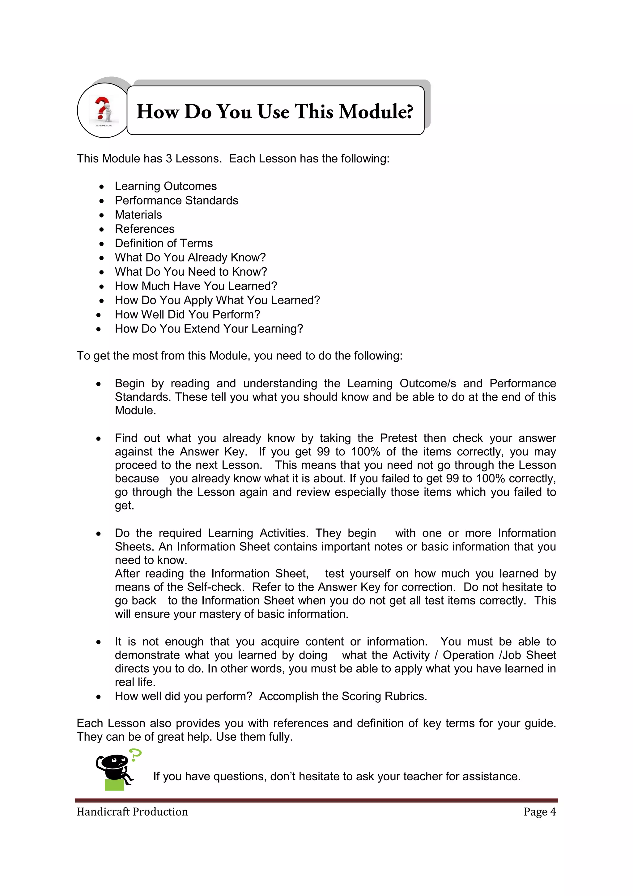 K-12 Module in T.L.E. Grade 8 Second Grading (Handicrafts) | PDF