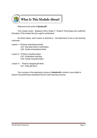 K-12 Module in T.L.E. Grade 8 Second Grading (Handicrafts) | PDF