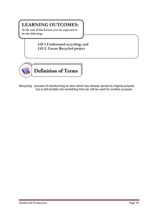 K-12 Module in T.L.E. Grade 8 Second Grading (Handicrafts) | PDF