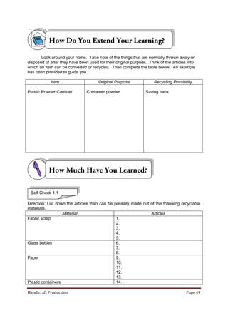 K-12 Module in T.L.E. Grade 8 Second Grading (Handicrafts) | PDF