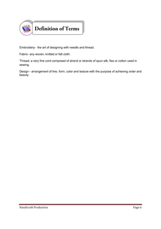 K-12 Module in T.L.E. Grade 8 Second Grading (Handicrafts) | PDF