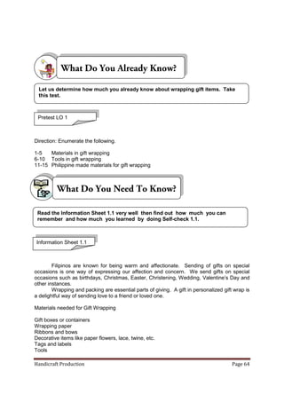 K-12 Module in T.L.E. Grade 8 Second Grading (Handicrafts) | PDF
