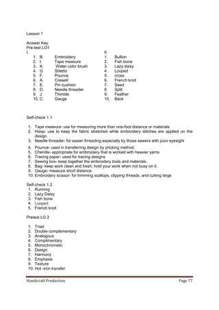 K-12 Module in T.L.E. Grade 8 Second Grading (Handicrafts) | PDF