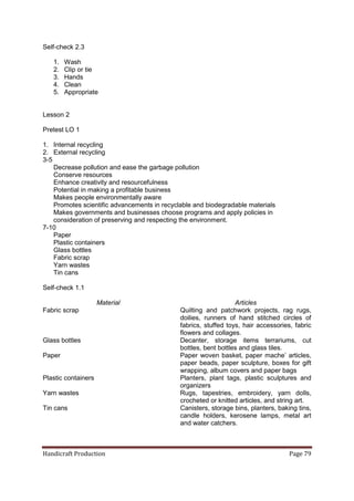 K-12 Module in T.L.E. Grade 8 Second Grading (Handicrafts) | PDF