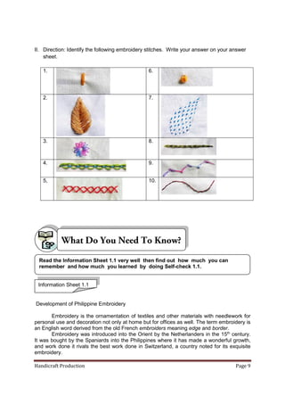 K-12 Module in T.L.E. Grade 8 Second Grading (Handicrafts) | PDF