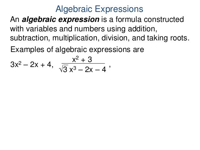 1.2 algebraic expressions