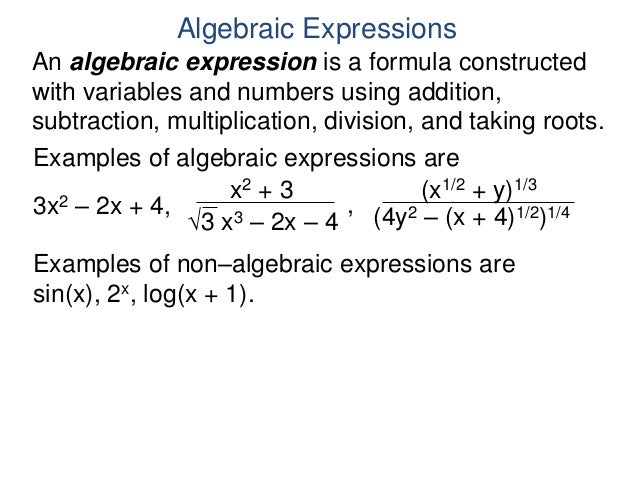 1.2 algebraic expressions
