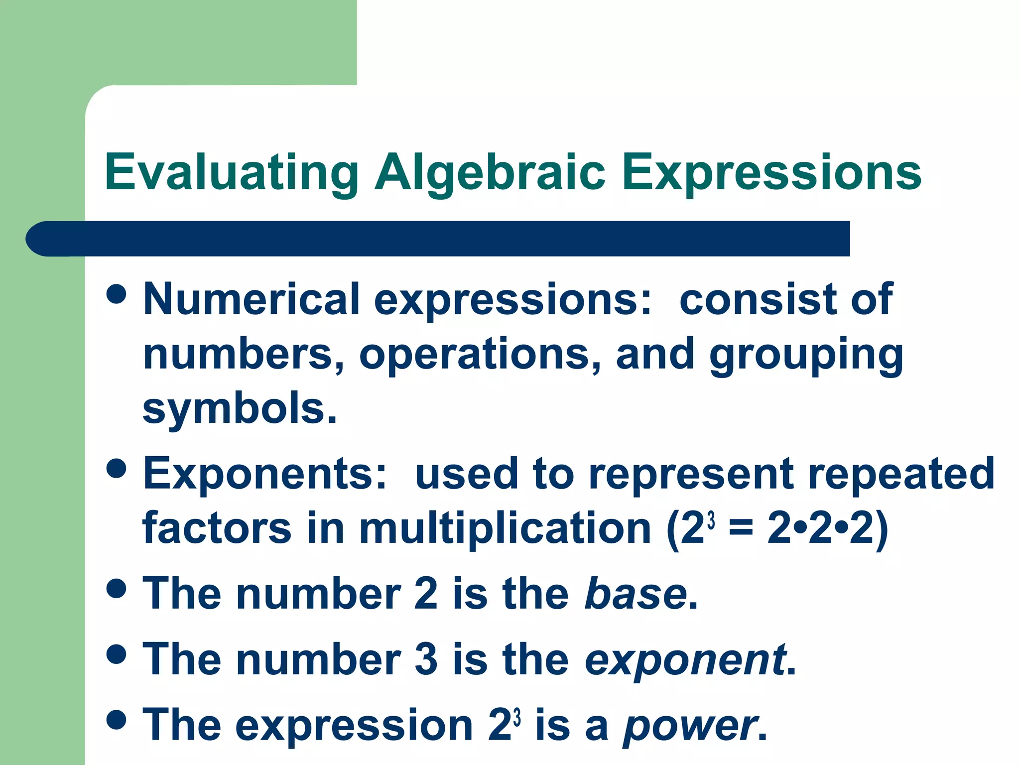 1.2 algebraic expressions and models | PPT | Physics | Science
