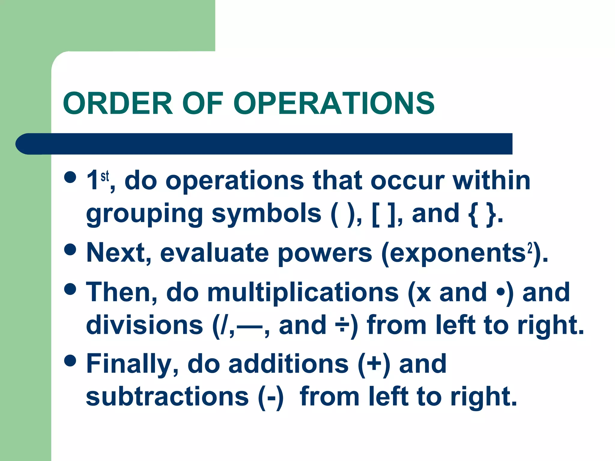1.2 algebraic expressions and models | PPT