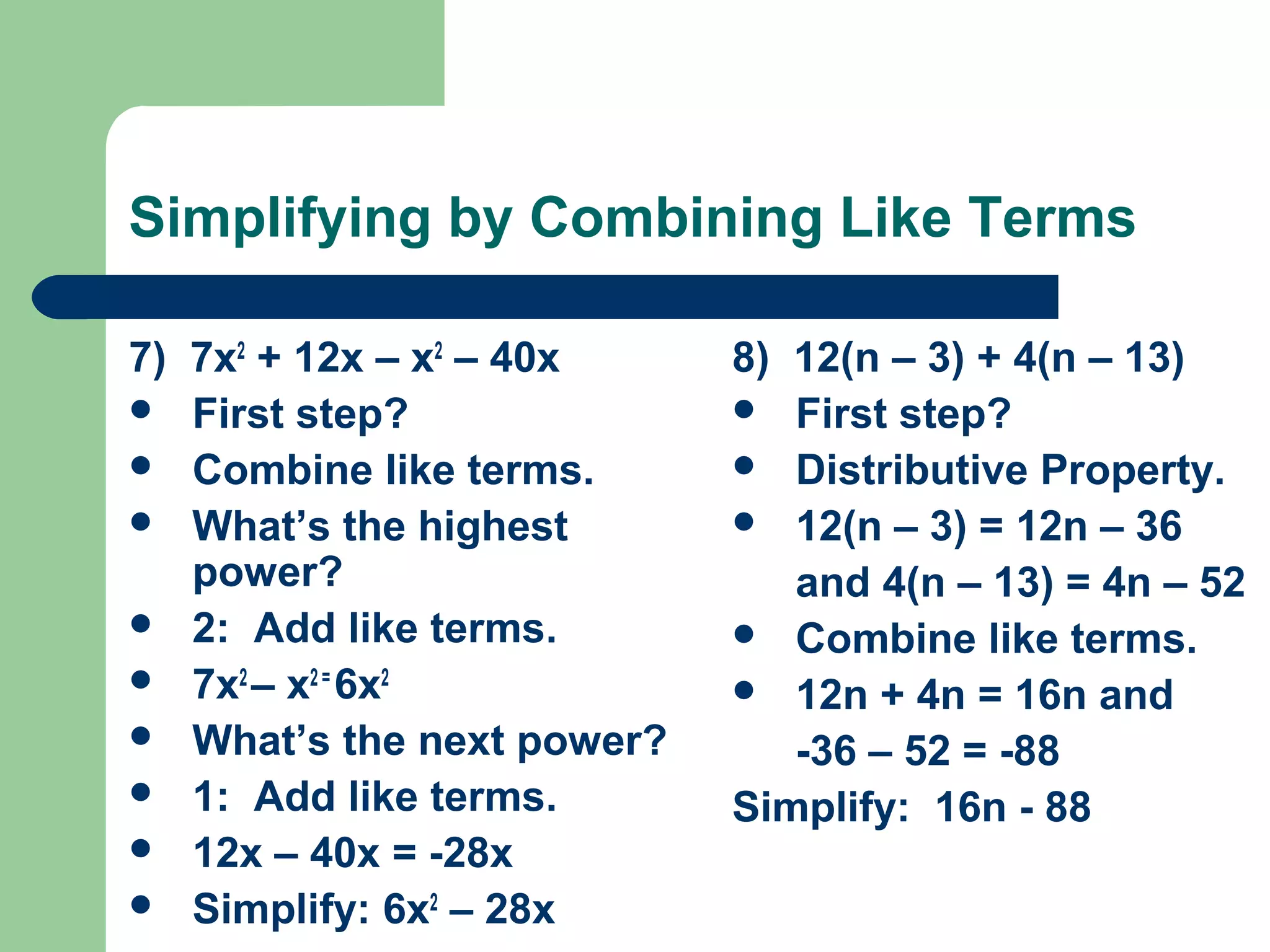 1.2 algebraic expressions and models | PPT