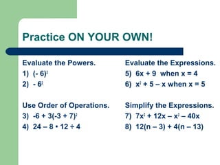 1.2 algebraic expressions and models | PPT