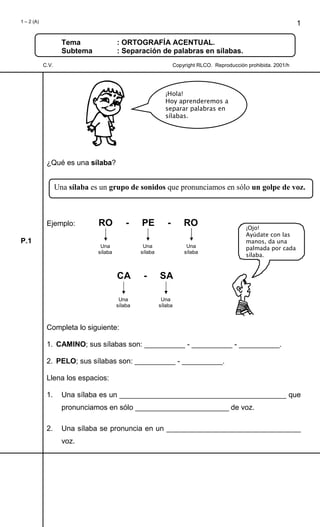 Separación De Palabras En Silabas