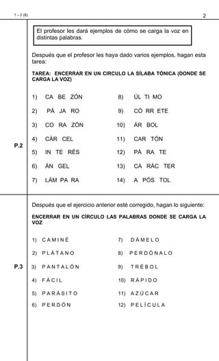 1 2 b- ortografía acentual. sílaba átona y tónica | PDF