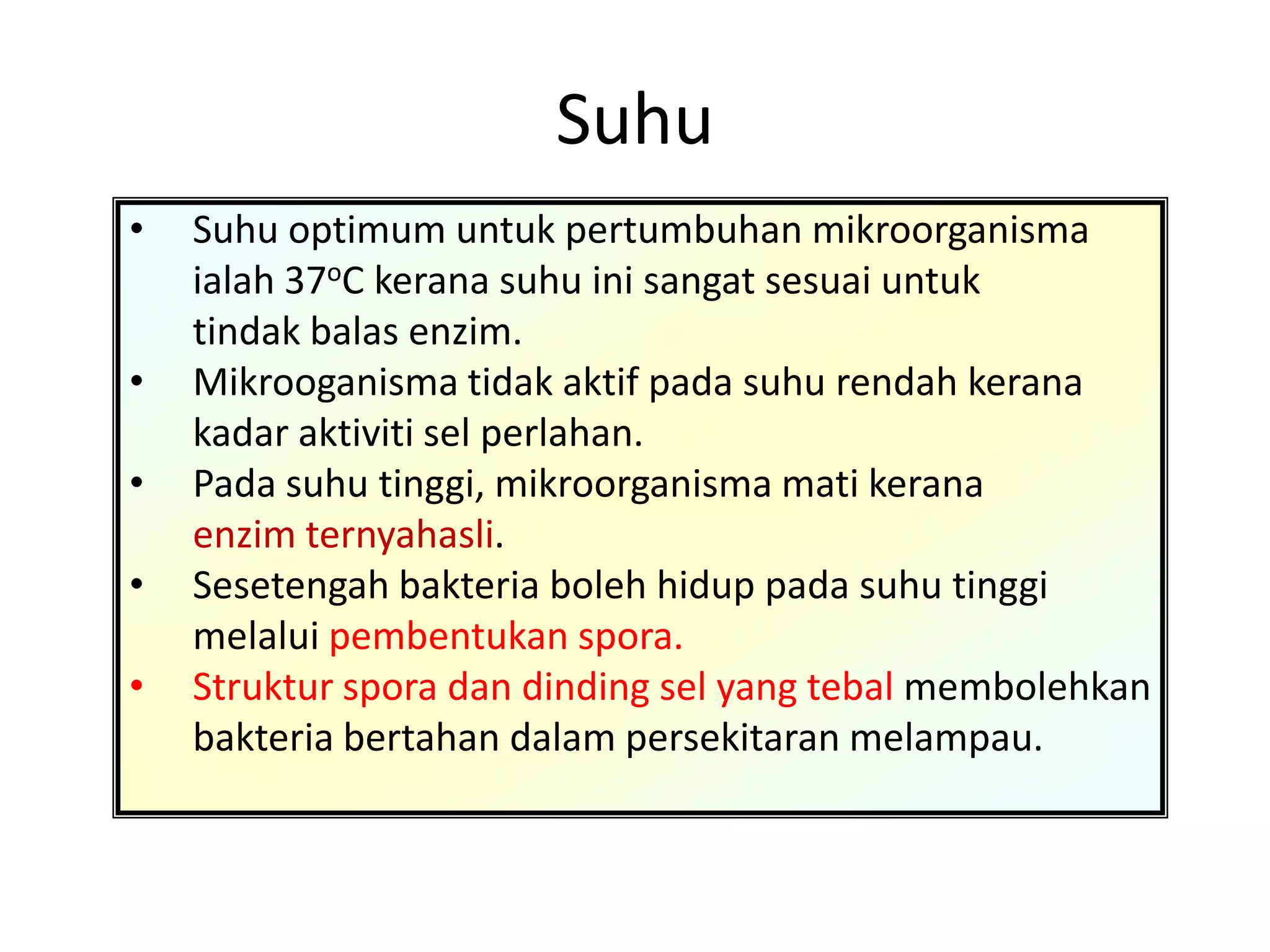 faktor-faktor mempengaruhi pertumbuhan mikroorganisma | PPTX