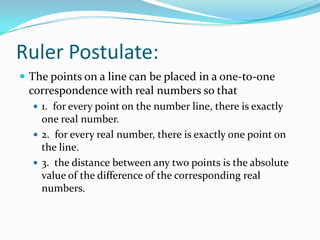 1.2 Ruler Postulates | PPTX | Physics | Science