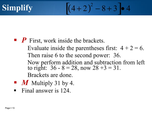 1.2 simplifying expressions and order of operations | PPT