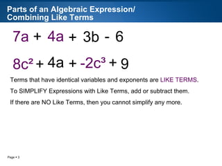 1.2 simplifying expressions and order of operations | PPT