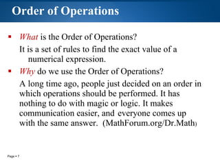 1.2 simplifying expressions and order of operations | PPT