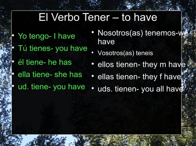 1.2 tener verb notes | PPT
