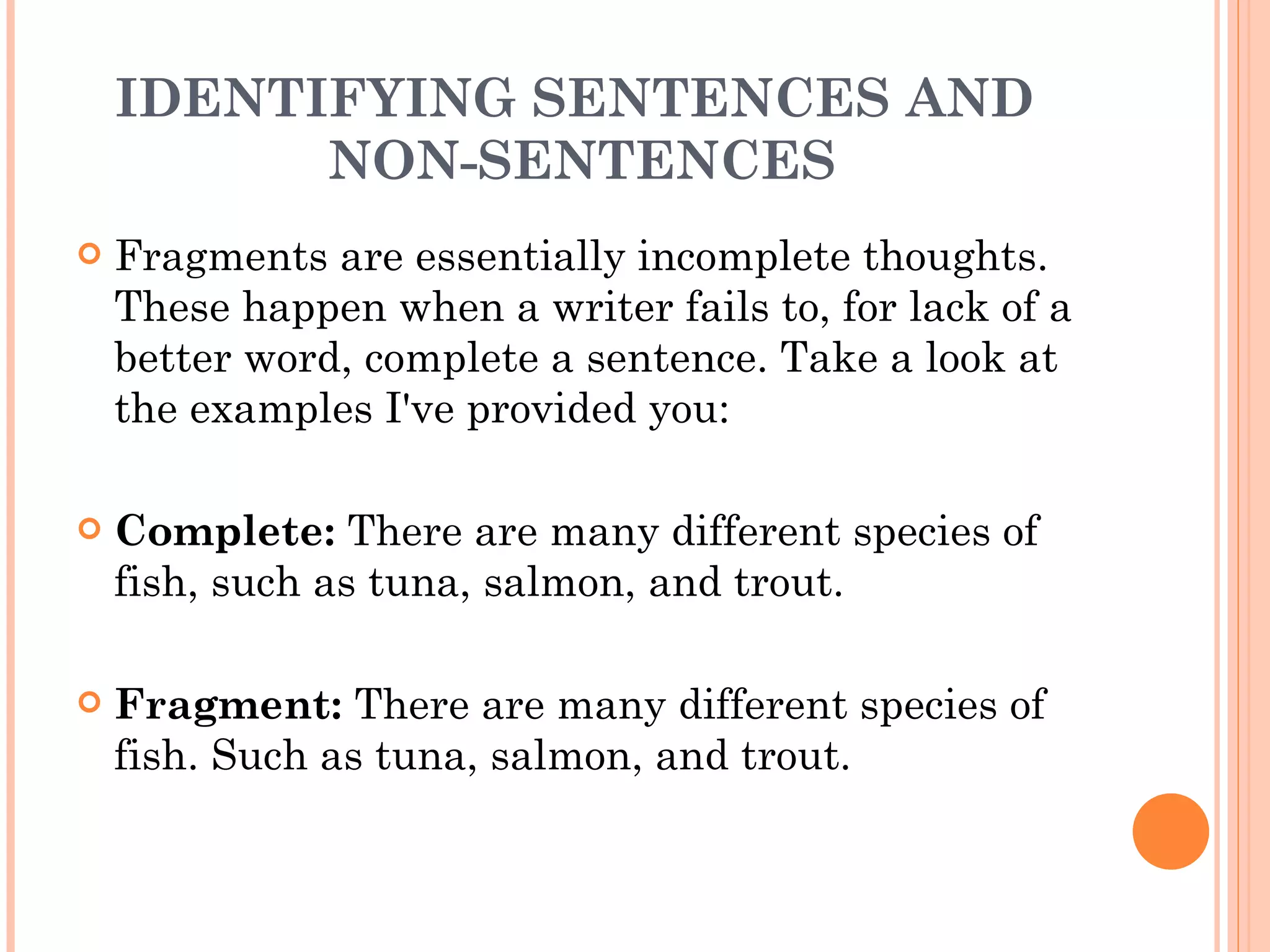 1.2 the sentence[1] identifying sentences and non sentences | PPT