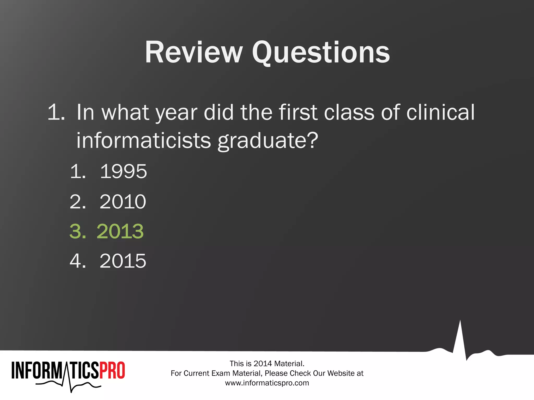 1-2 An Introduction to Clinical Informatics: History, Domains, and ...