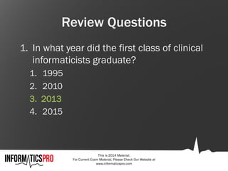 1-2 An Introduction to Clinical Informatics: History, Domains, and ...