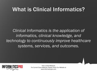 1-2 An Introduction to Clinical Informatics: History, Domains, and ...