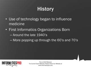 1-2 An Introduction to Clinical Informatics: History, Domains, and ...