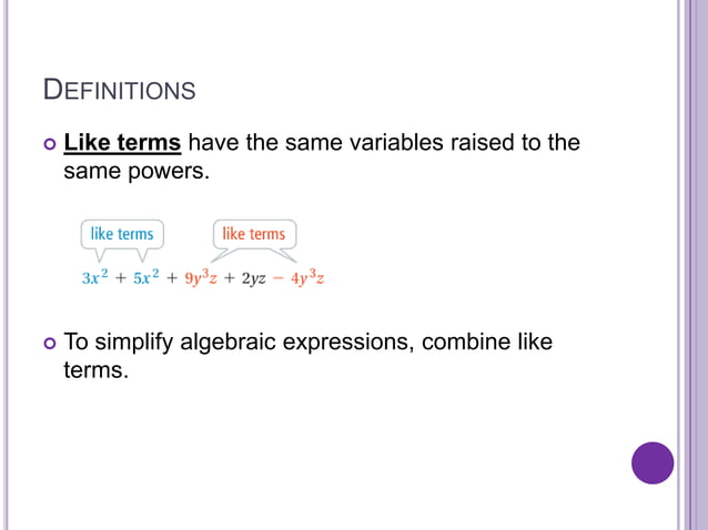 1.3 Algebraic Expressions | PPT