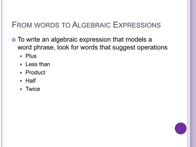 1.3 Algebraic Expressions | PPT