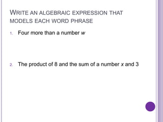 1.3 Algebraic Expressions | PPTX
