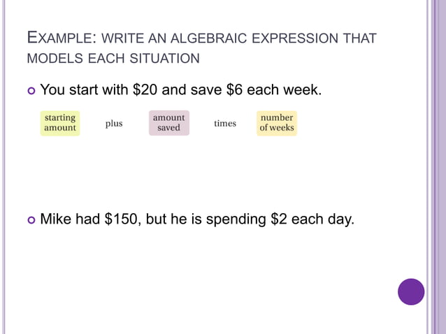 1.3 Algebraic Expressions | PPT