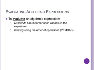 1.3 Algebraic Expressions | PPTX