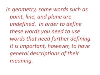 Points, Lines, Rays & Planes | PPTX