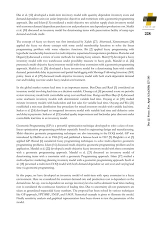 Multi item inventory model include lead time with demand dependent ...