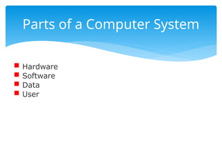 Parts of Computer.pptx BCA sem 1 Computer Fundamentals | PPT