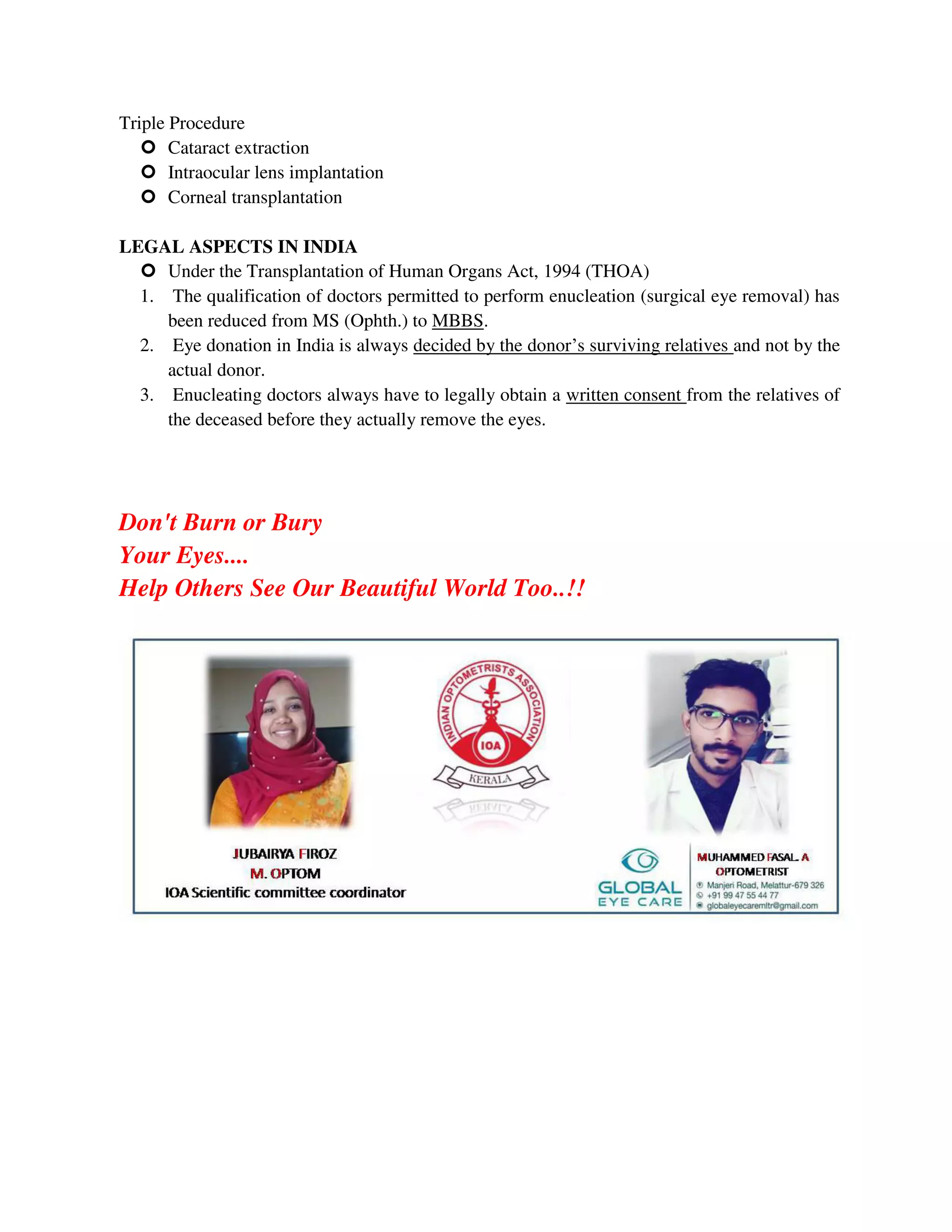 eye bank by optom faslu muhammed | PDF