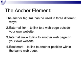 1.3 creating links | PPT