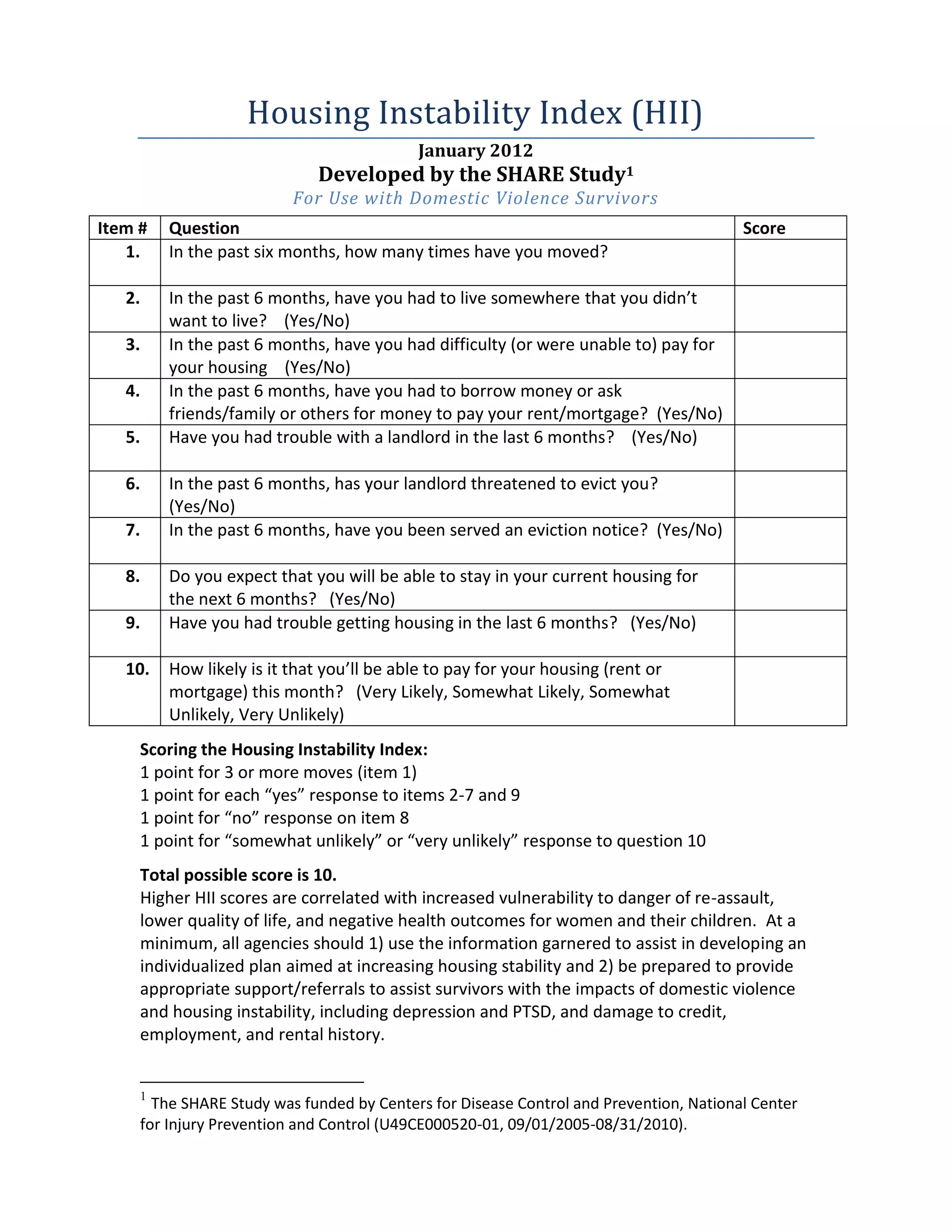 1.3 Housing Instability Index | PDF
